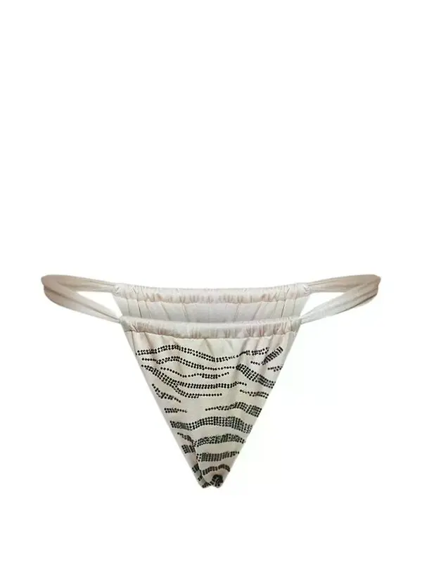 MC2 SAINT BARTH Rhinestone Zebra Bikini Bottoms - Neutrals