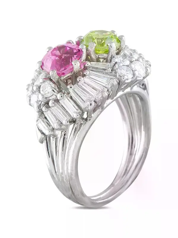LB EXCLUSIVE Platinum Diamond And Sapphire Ring - Silver