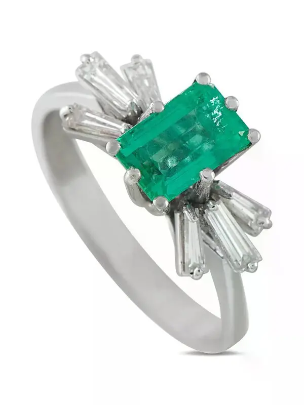 LB EXCLUSIVE Emerald And Diamond Ring - Silver