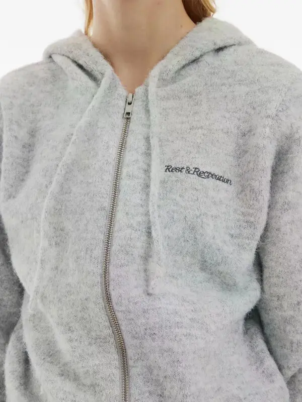 REST&RECREATION Hairy-knit Zip-up Hoodie