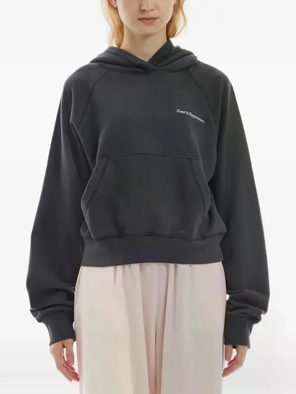REST&RECREATION Zig-zag Stitch Cropped Hoodie