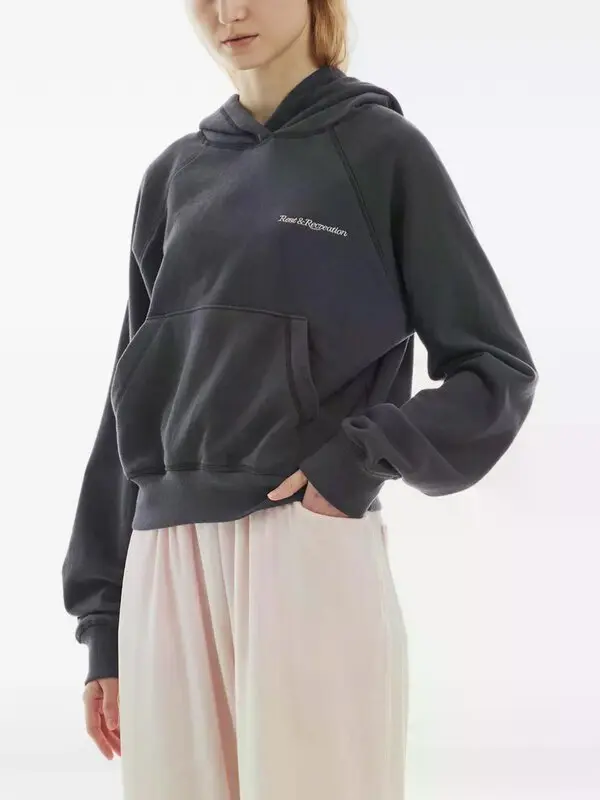 REST&RECREATION Zig-zag Stitch Cropped Hoodie