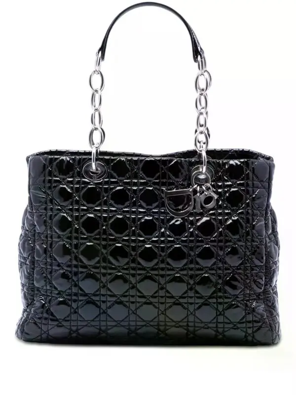 Dior Patent Cannage Lady Soft Shopping Tote Bag