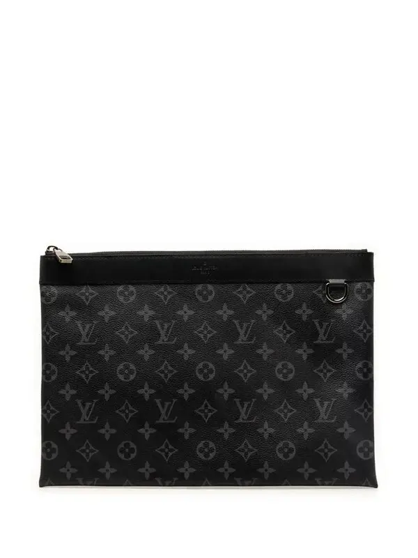 LOUIS VUITTON Monogram Eclipse Discovery Pochette Gm Clutch Bag - Black
