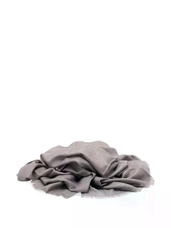 Brunello Cucinelli Metallic-thread Frayed Scarf - Grey