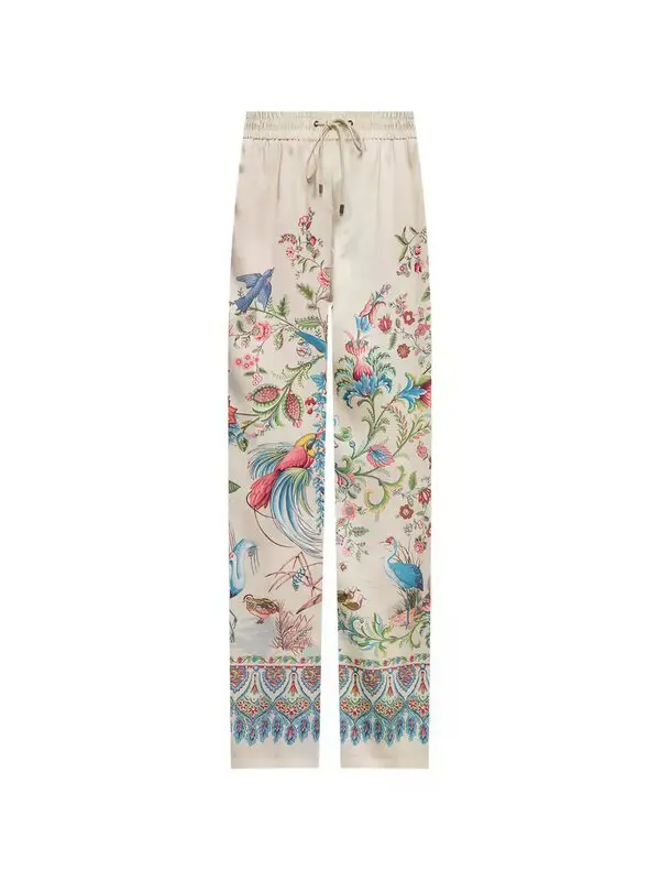 Etro Silk Floral Print Palazzo Pants