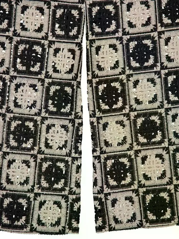 La DoubleJ Crochet Knit Sequin Trousers