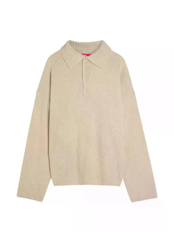 THE ELDER STATESMAN Ribbed-knit Long-sleeve Polo Shirt
