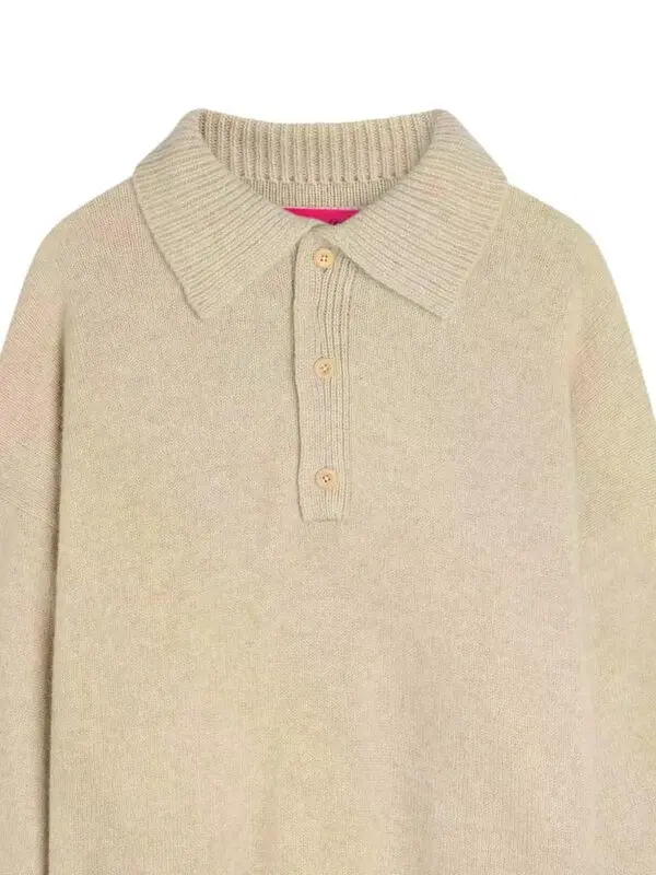 THE ELDER STATESMAN Ribbed-knit Long-sleeve Polo Shirt