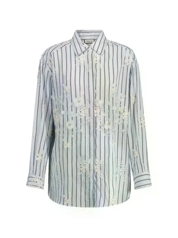 Paul & Joe Floral Embroidered Striped Shirt