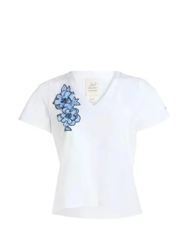 Cinq À Sept Floral Appliqué V-neck T-shirt