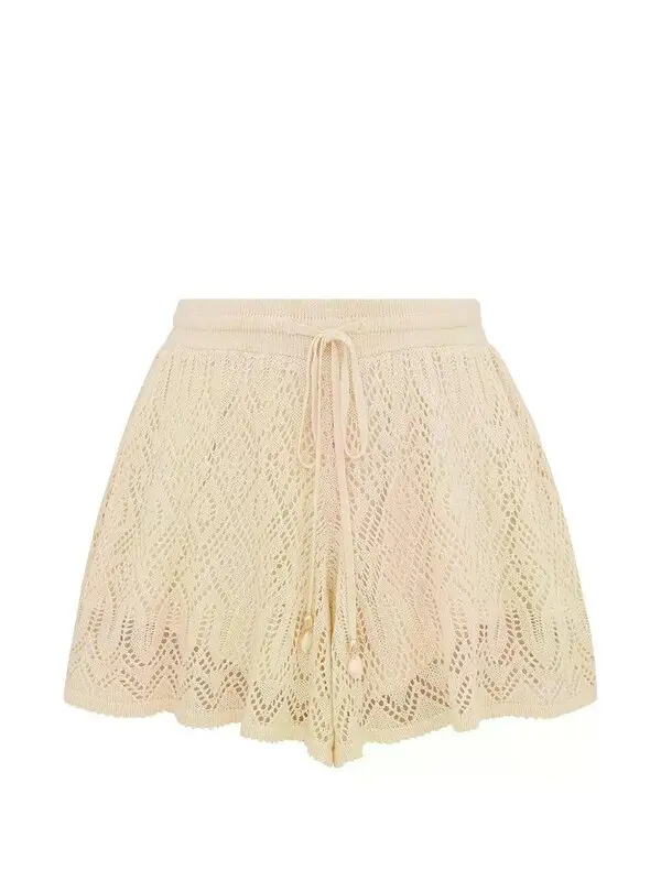 Zimmermann Mahon Crochet Knit Drawstring Shorts - Neutrals