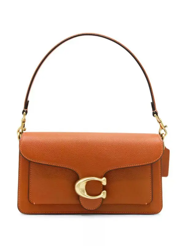COACH Logo Plaque Leather Shoulder Bag