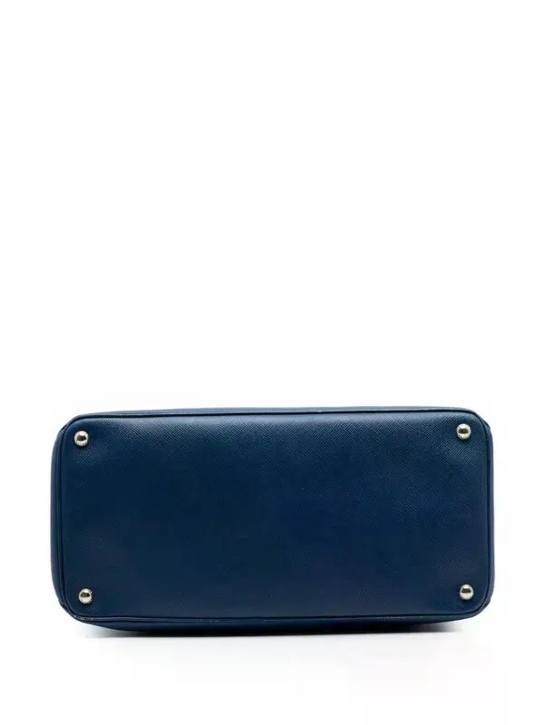Prada Saffiano Cuir Turnlock Twin Satchel - Blue