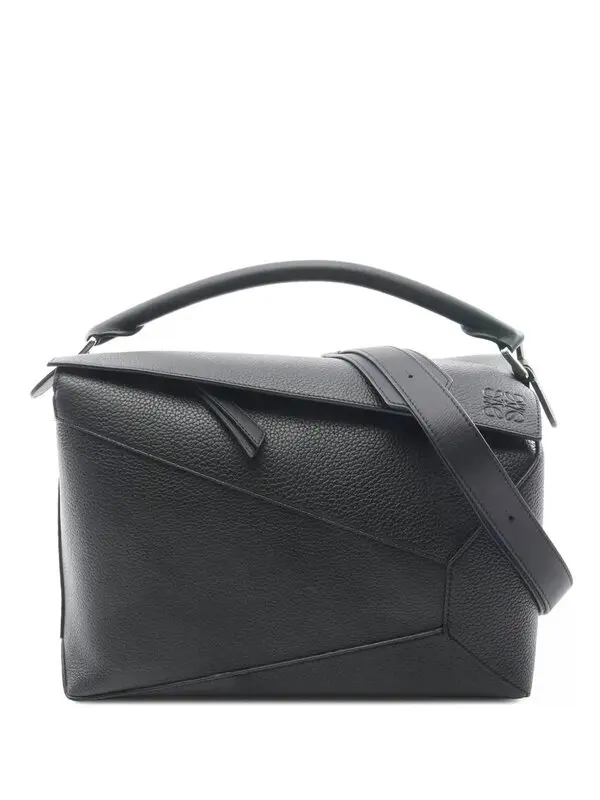 Loewe Large Calfskin Puzzle Edge Satchel - Black