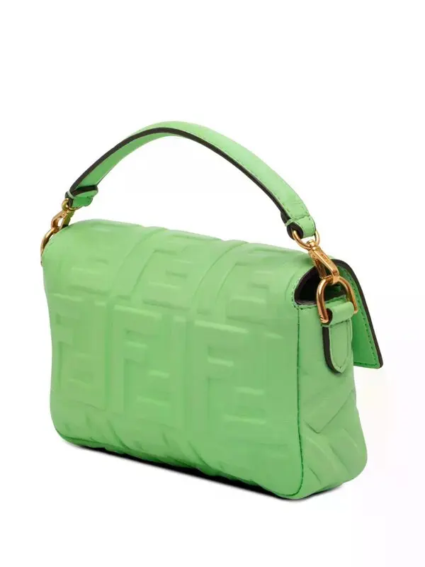 Fendi Mini Zucca Embossed Leather Baguette Satchel - Green