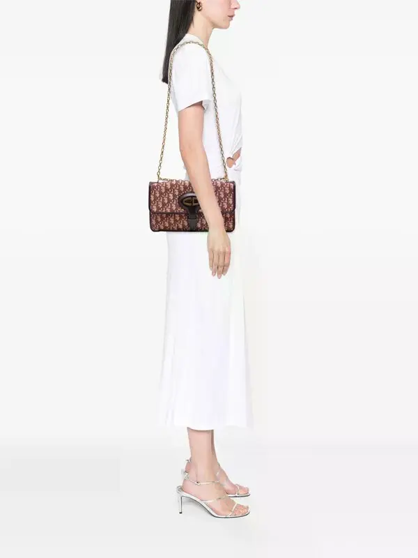 Dior Oblique Canvas Chain Crossbody Bag - Red