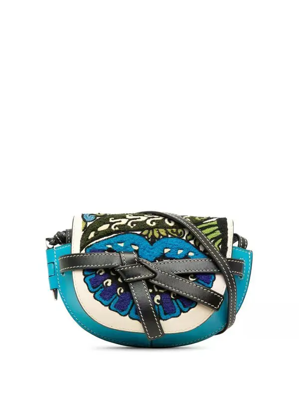 Loewe William De Morgan Embroidered Floral Gate Mini Bag - Blue