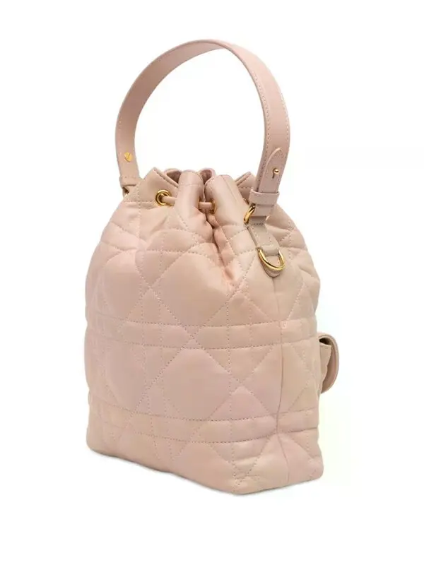 Dior Lambskin Macrocannage Caro Bucket Bag Satchel - Brown