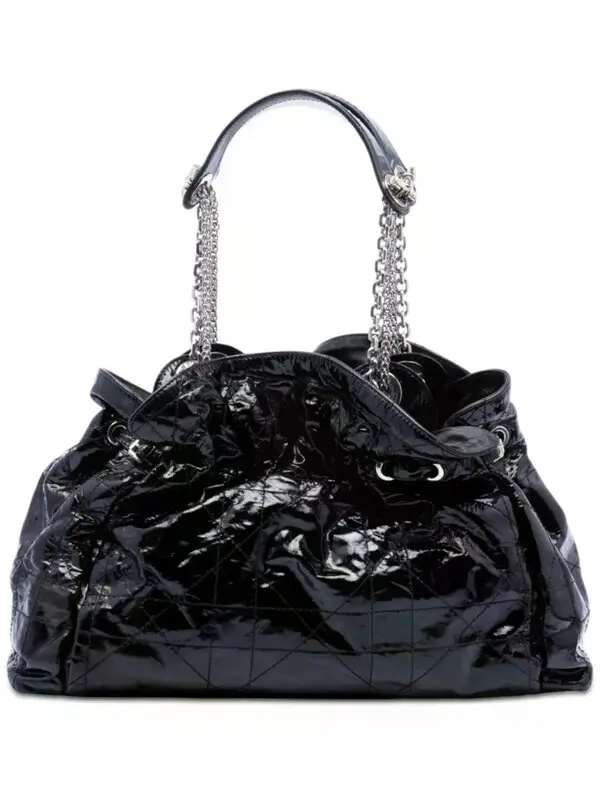 Dior Patent Cannage Le Trente Tote Bag - Black