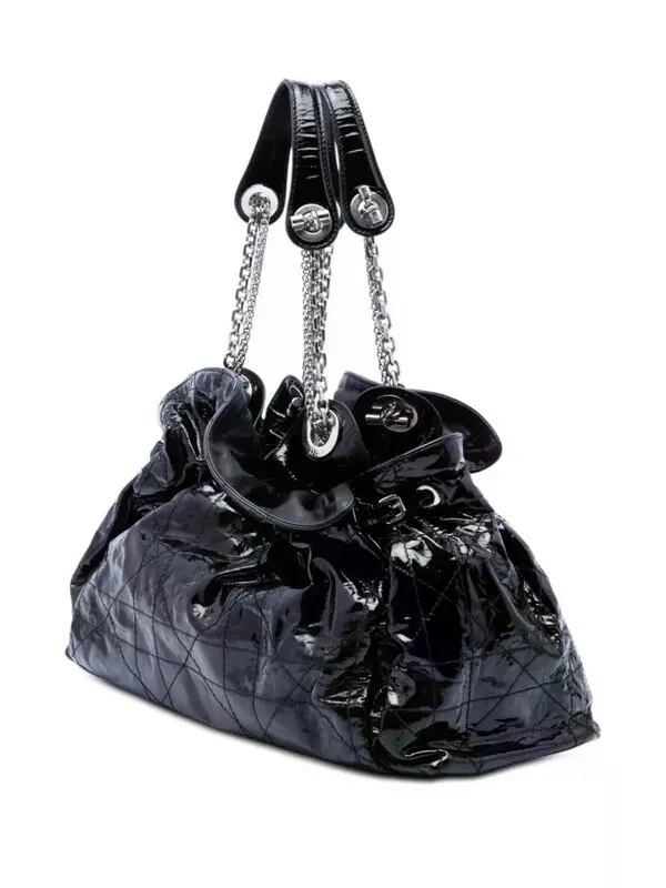 Dior Patent Cannage Le Trente Tote Bag - Black