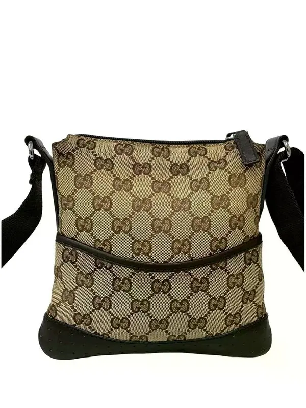 Gucci Small Gg Canvas Perforated Crossbody Bag