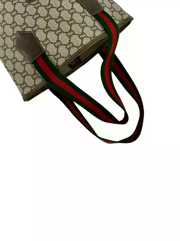 Gucci Gg Supreme Plus Sherry Line Web Tote Bag - Neutrals