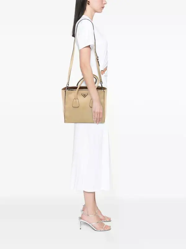 Prada Glace Calf Twin Pocket Double Handle Satchel - Neutrals