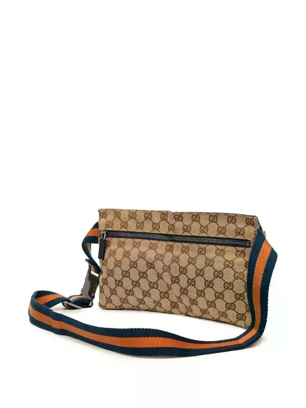 Gucci Gg Canvas Web Double Pocket Belt Bag - Neutrals