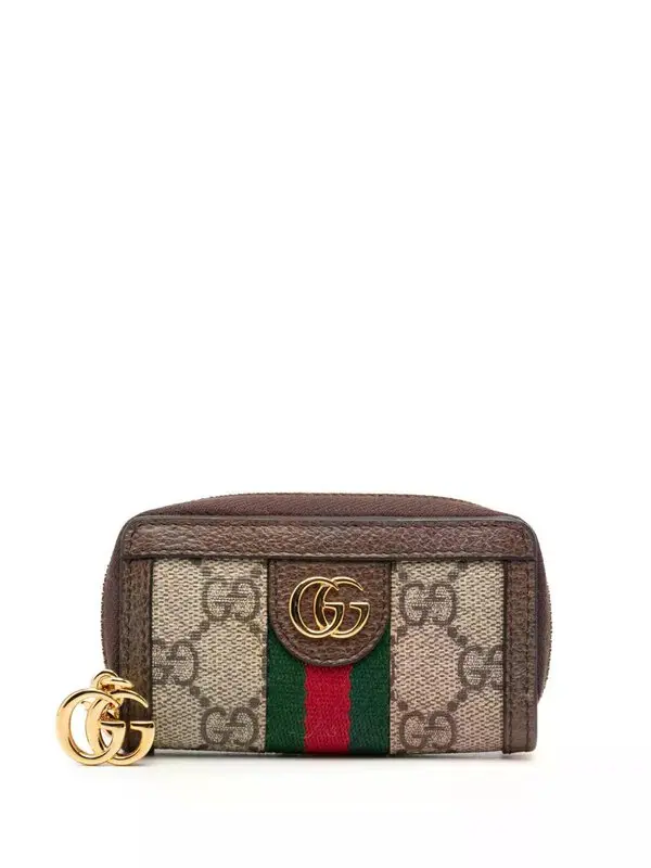 Gucci Gg Supreme Ophidia Key Case Coin Pouch - Neutrals