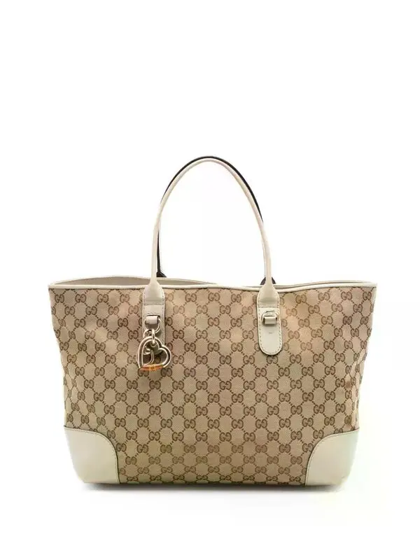 Gucci Gg Canvas Heart Bit Tote Bag - Neutrals