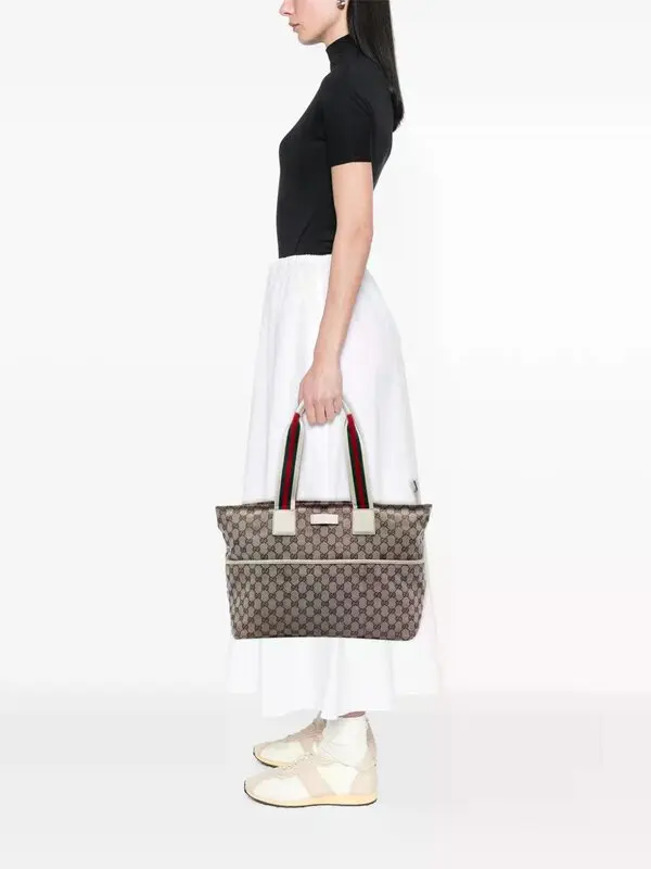 Gucci Gg Canvas Web Tote Bag