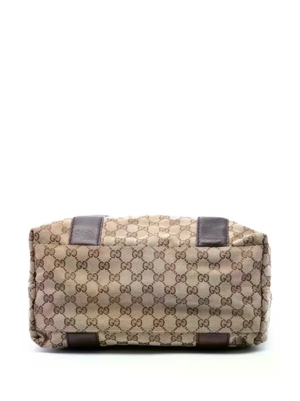Gucci Large Gg Canvas Bamboo Tote Bag