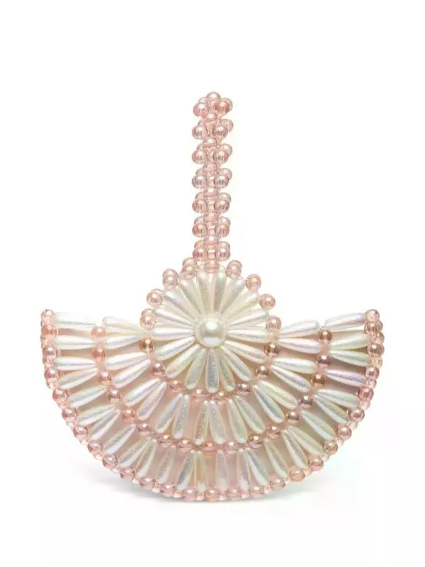 0711 TBILISI Small Selene Beaded Clutch Bag - Neutrals