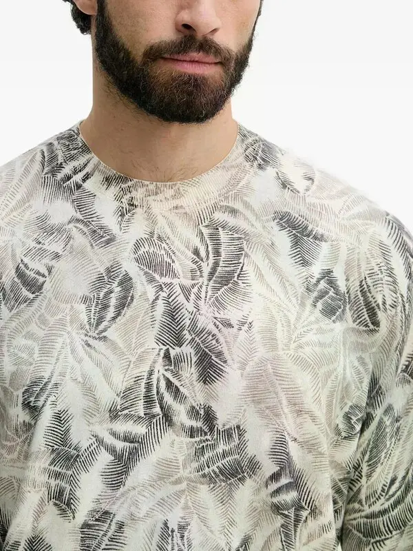 Armani Exchange Leaf Print Crew Neck Sweatshirt