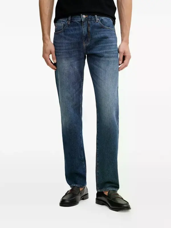 Armani Exchange Embroidered Faded Jeans