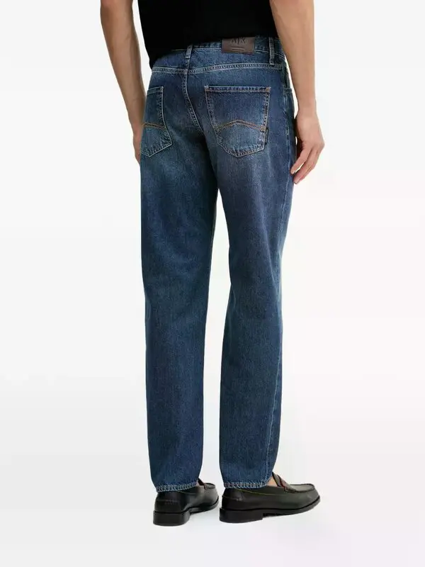 Armani Exchange Embroidered Faded Jeans