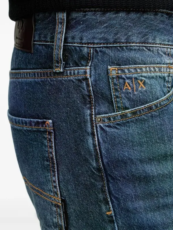 Armani Exchange Embroidered Faded Jeans