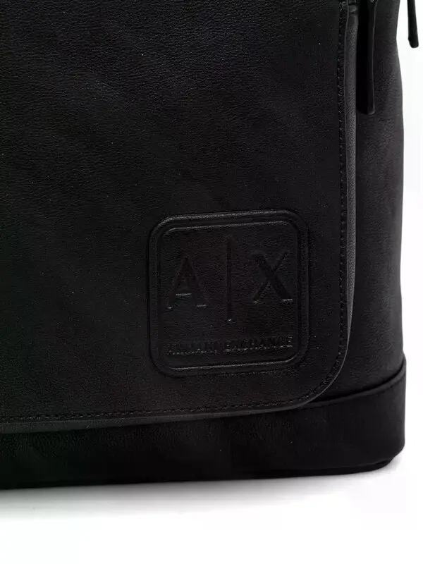 Armani Exchange Pebbled Leather Backpack With Logo Patch