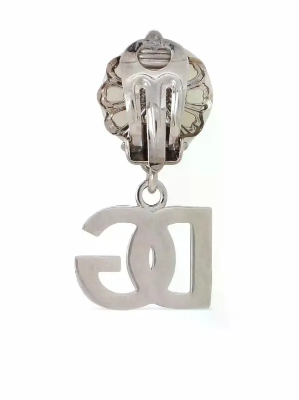 Dolce & Gabbana Dg Logo Pearl Embellished Drop Earrings