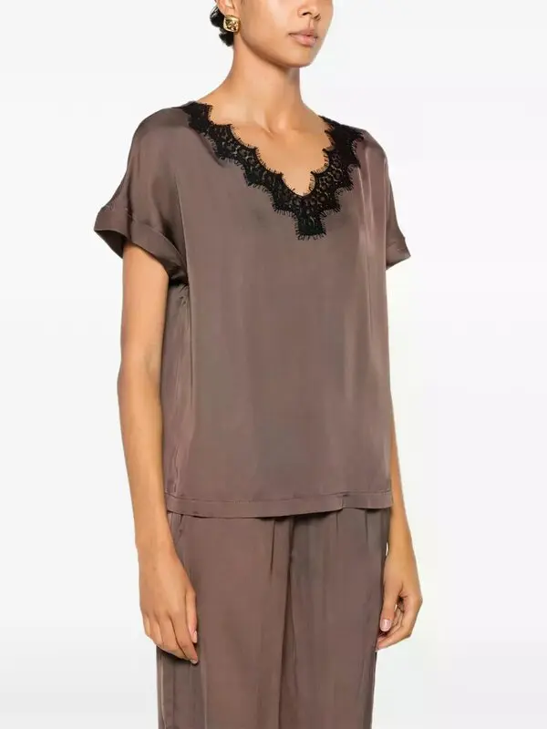 MARGITTES Lace-trim Short-sleeve Blouse