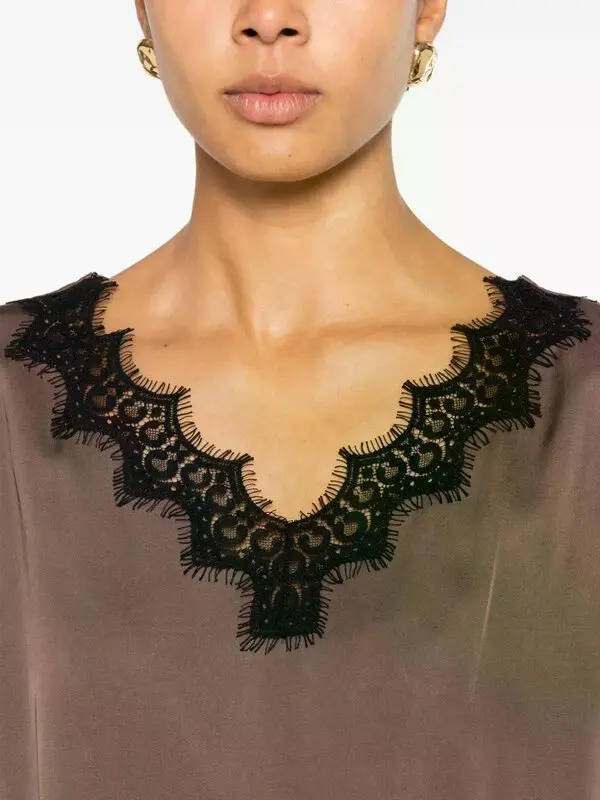 MARGITTES Lace-trim Short-sleeve Blouse