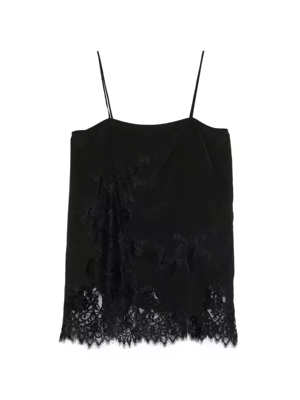 SEMICOUTURE Lace Trim Spaghetti Strap Top