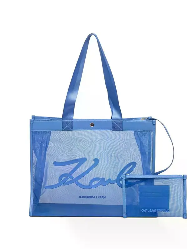 Karl Lagerfeld Logo Patch Mesh Tote Bag