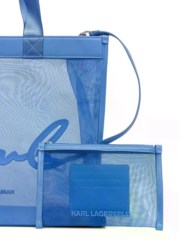 Karl Lagerfeld Logo Patch Mesh Tote Bag