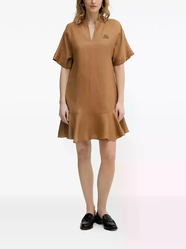 Karl Lagerfeld V-neck Ruffled Hem Mini Dress
