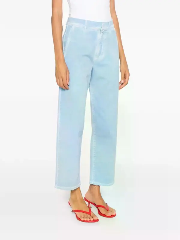 ODEEH Logo-embroidered Frayed Jeans