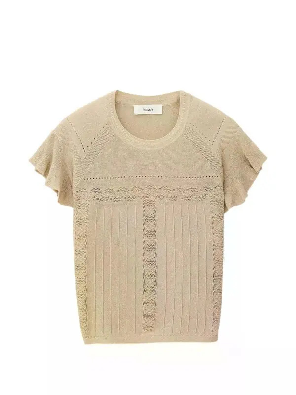 Ba&sh Piera Pointelle-knit Ruffled Top