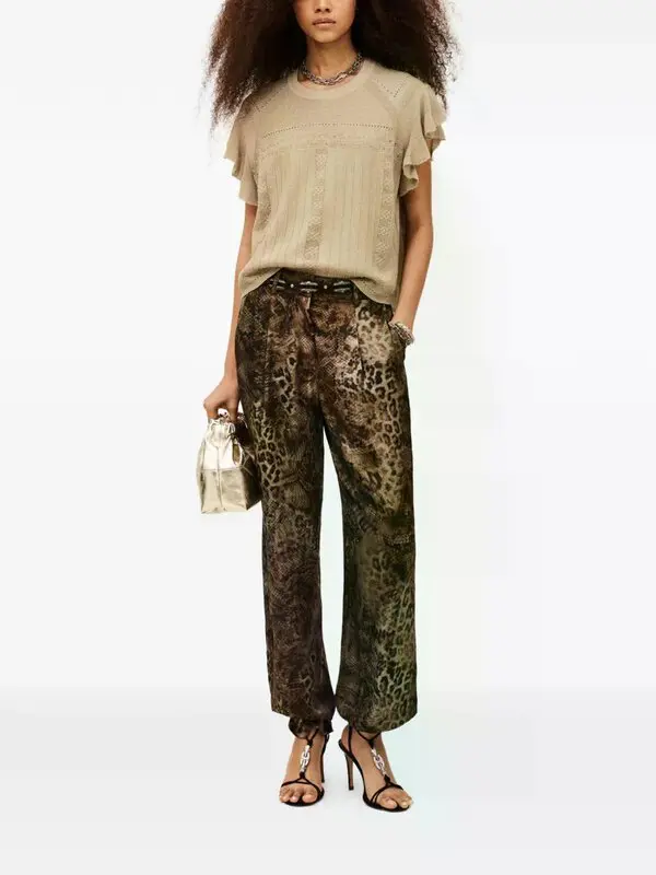Ba&sh Piera Pointelle-knit Ruffled Top