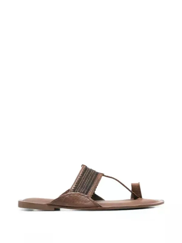 INJIRI Braided Leather Toe-loop Sandals